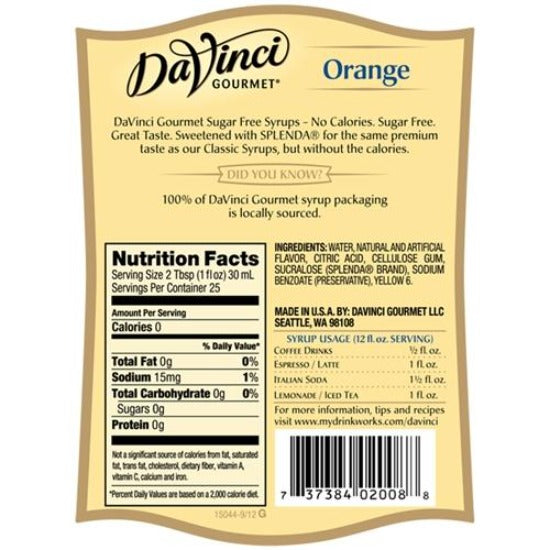 Da Vinci Orange Syrup – Coffee Solutions Ireland Ltd