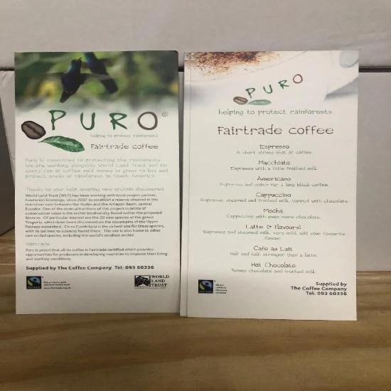 Puro Menu Cards – Coffee Solutions Ireland Ltd
